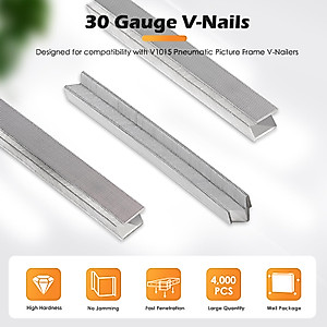 10MM V-Nails 30 Gauge 10.3mm Diameter 10mm Length UNI Hard Wood Type V Nails for V1015 Picture Frame Nailer 4,000 PCS/BOX