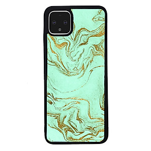 Mint Green Gold Marble Black Rubber Phone Case Compatible With Google Pixel 8 Pro, 8a, 8, 7a, 7, Pixel 7 Pro, 6a, Pixel 6 Pro, 6, Pixel 5, 4a 5G, 4a 4G, 4, 4 XL, 3a, 3a XL, 3, 3 XL, 2 XL, 2