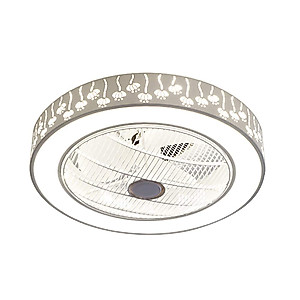 WUPYI Ceiling Fan with Light and Remote Control,22 Inch Modern LED Semi Flush Mount Light Fandelier,Hollow Shade Design,7 Acrylic Blades,3 Colors 3 Speeds,64W,Enclosed Fan,Quiet Motor