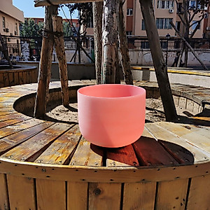 KVKA Pink Color F Note Heart Chakra Quartz Crystal Singing Bowl 8 inch with Carrying Case for healing sound Yoga