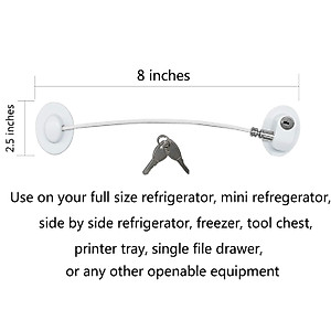 2 Pack Refrigerator Door Locks，Freezer Door Locks，File Drawer Cabinet Locks by REZIPO White with 4 keys