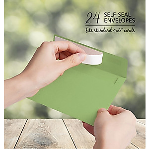 24 Pack Gold Foil Greenery Thank You Cards with Self-adhesive Envelopes, 4"x6" Boxed Watercolor Thank You Note Cards for Bridal Shower, Wedding or Baby Shower, 24 Unique Designs