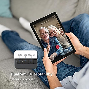 YOTOPT 10 Inch Android 3G Phone Tablets, 32GB ROM, 256GB Expand, Dual Sim Card, Quad Core, WiFi, Bluetooth, GPS, FM, Dual Camera, IPS HD Touch Screen, Support 3G Phone Call Tableta (Black)