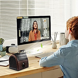 POOCCI Desk Fan Personal Quiet Powerful Small Table Fans Retro Bladeless Fans for Home Office Bedroom Bedside with 3 Speeds