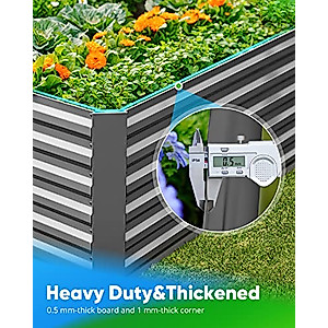 Quictent Galvanized Raised Garden Bed 8x4x2 Ft Tall Garden Bed Extra Height 22.04" Outdoor Heightened Planter Box for Deep Root Vegetables Herbs 4 Tomato Cages Weed Barrier Included Upgraded Wing Nuts