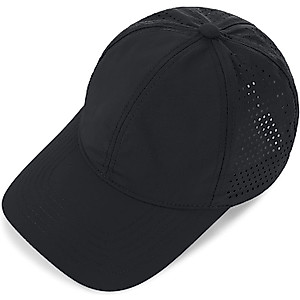 Century Star Womens Baseball Cap Ponytail Hat Running Hat Men Waterproof Adjustable Breathable Women Sun Hats Visors Black Medium