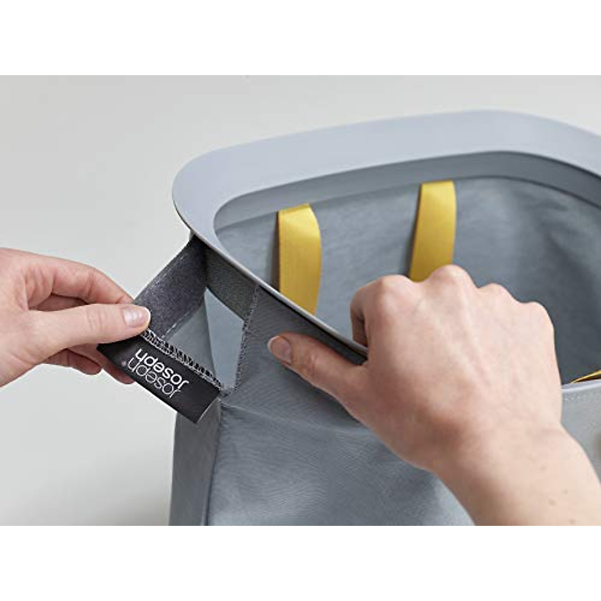 Joseph Joseph Tota 90-liter Laundry Hamper Separation Basket with lid, 2 Removable Washing Bags with Handles - Grey