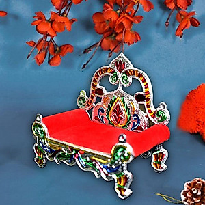 LNT Bal Gopal Sinhasan Handikraft meenakari Laddu Gopal Sinhasan Bal Gopal Bed Shree Krishna Singhasan Thakorji Sinhasan Ganesh Sinhasan Fancy Sinhasan Janmashtami Special Sinhasan, Wood