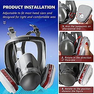 GZYZAMZ 6800 Full Face Gas Mask - Anti-fog, Dust-proof Respirator Nuclear with 2097 & 6001CN Filters Protection for Painting, Mechanical Polishing, Welding and Other Work Protection