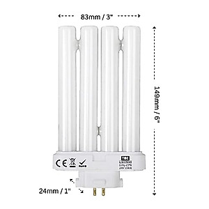 TBE LIGHTING 27w PLS Energy Saving Daylight Bulbs for High Vision Reading Lamps 4-pin GX10Q-4 Quad Tube