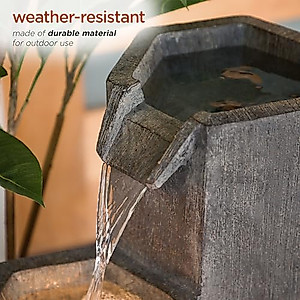 Alpine Corporation 25" Tall Indoor/Outdoor 3-Tier Hexagonal Columns Fountain with LED Lights