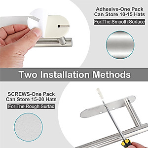 Volnamal Hat Organizer for Baseball Caps(2 Pack), Metal Retractable Hat Rack for Baseball Caps, Hat Holder Organizer, Hat Hanger Wall Drilled/Strong Adhesive for Closet Organizers and Storage