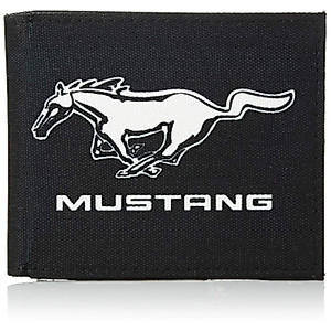 Buckle-Down mens Buckle-down Canvas Bifold - Ford Mustang Black/White Logo Centered Wallet, Multicolor, 4.0 x 3.5 US