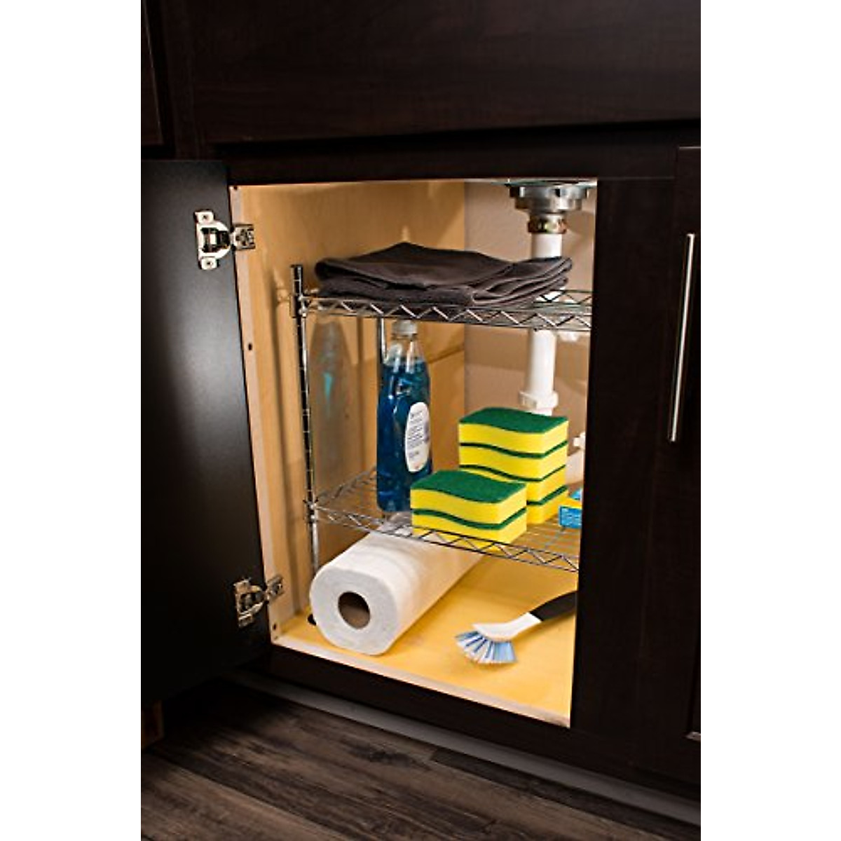 Internet's Best 2-Tier Mini Wire Utility Shelving - Chrome - Small Shelf - Adjustable Rack Unit - Kitchen Bathroom Pantry Laundry Storage - Under The Sink Organization - Organize Your Cabinets