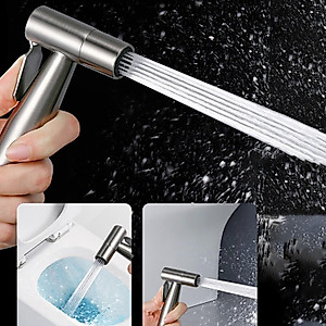 SWHC Stainless Steel Bidet Sprayer for Toilet, Bidet Sprayer with 3m Spring Hose Handheld Bidet Sprayer for Toilet Suitable for Women, Children and Pets