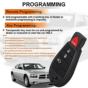 Key Fob Replacement Compatible for Dodge Ram 1500 2500 3500 Truck Pickup 2009 2010 2011 2012 Charger Journey Challenger Grand Caravan Keyless Entry Remote Start Control
