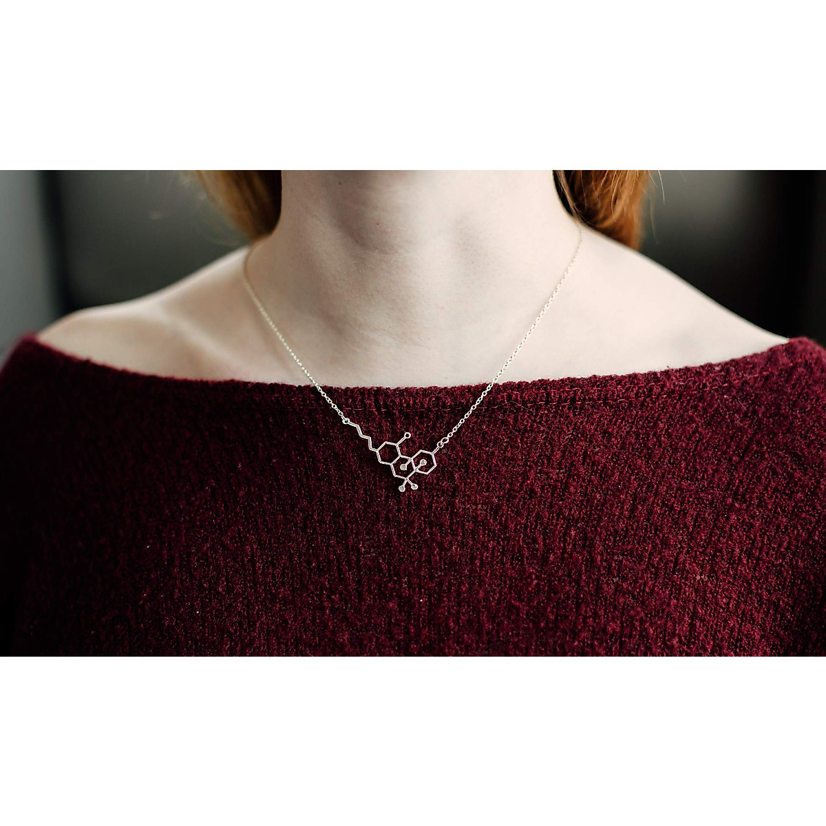 THC Molecule Necklace, CBD Molecule Jewelry, Geek Jewelry for Women, Nerdy Jewelry Gift, Science Lovers Gifts, CBD Oil Lovers Gifts (Rose Gold Tone)