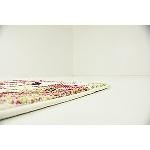 Unique Loom Lyon Collection Modern Watercolor Floral Area Rug, 2 x 6 ft, Ivory/Pink