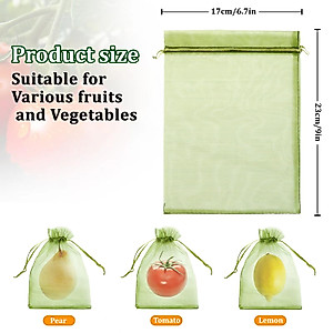 50 PCS 6X9 inches Fruit Protection Bags,Fruit Bags for Fruit Trees,Fruit Bags Protection,Green Netting Fruit Cover Bags Drawstring Mesh Fruit Protectors Pest Barrier for Fruit Trees Veggies Garden