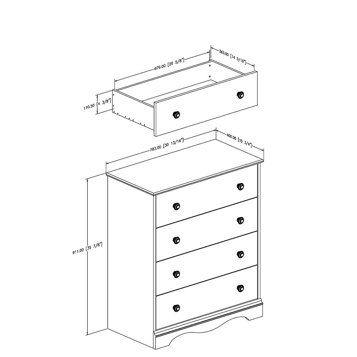 South Shore Furniture, 4 Drawer Chest, Pure White