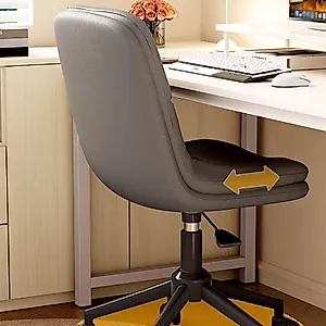 NaKeah Home Office Chair Swivel Armless Desk Chair Faux Leather Upholstered Office Computer Chair Modern Swivel Rocking Desk Chairs,Silver,F