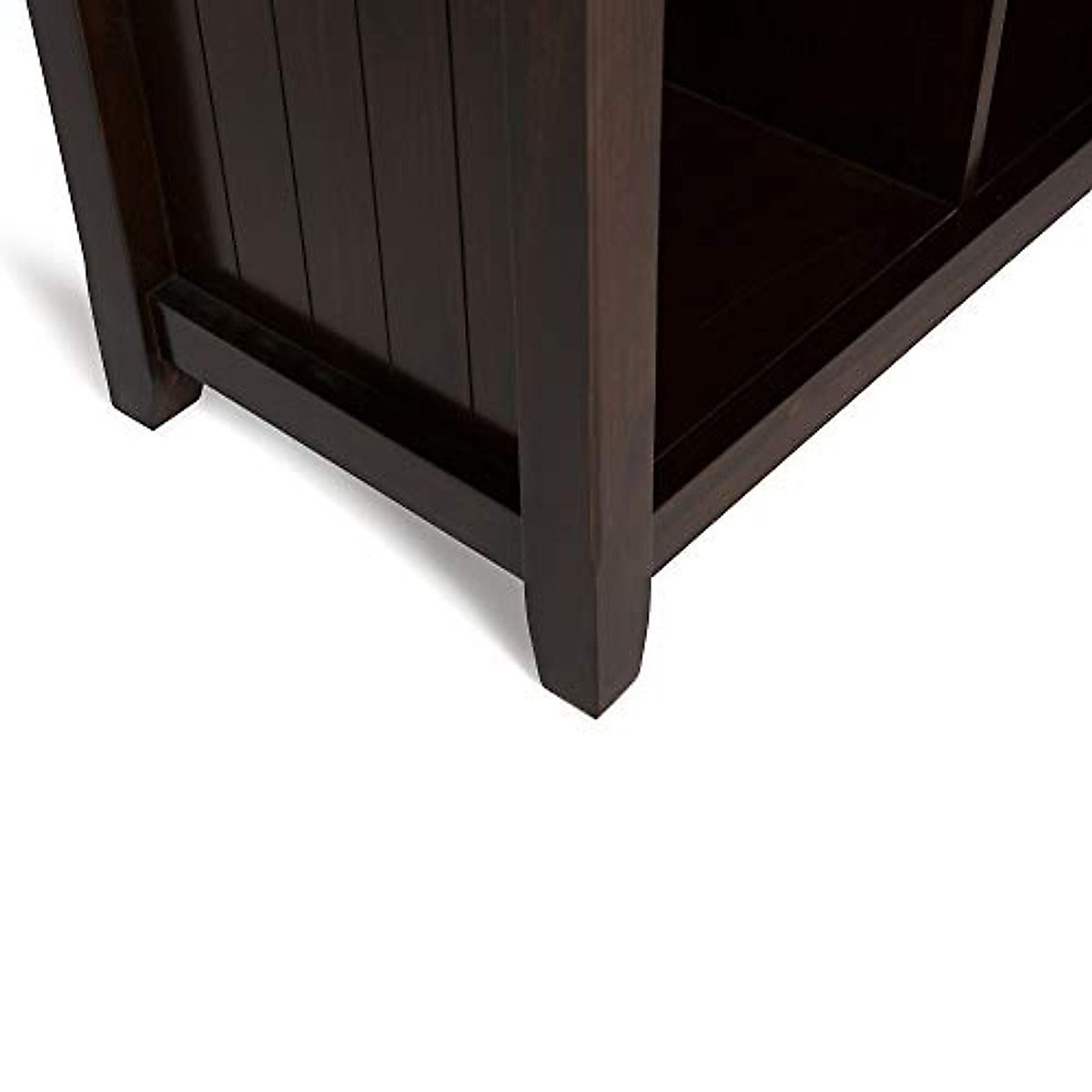 SIMPLIHOME Acadian SOLID WOOD 57 Inch Transitional 12 Cube Storage in Brunette Brown, For the Living Room, Study Room and Office