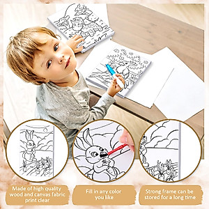 Thenshop 48 Pcs Animal Pre Drawn Canvas 5 x 7 Inch Painting Art Set Pre Stenciled Art Show Display Panels Outline Painting Canvas Bulk for Home School Kids Adults Beginners Student Party Gifts
