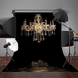 LYLYCTY 5x7ft Luxurious Chandeliers Photography Background European Gorgeous Crystal Chandelier Black Backdrop Studio Props Indoor Decorations LY024