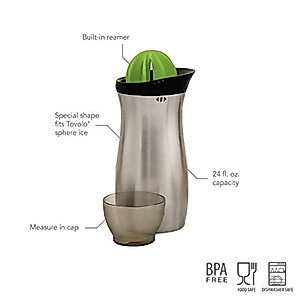 Tovolo Cocktail Shaker Stainless Steel (24 oz.) - Built-In Citrus Reamer, Strainer, & Jigger / Gadget for Bar Cart, Bartending, Home Bar, Mixology, Kitchen, & Gifting