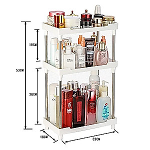 Hpenp 3-Tier Bathroom Countertop Organizer-Vanity Tray Cosmetic Skincare Makeup Storage-Kitchen Spice Rack Standing Shelf (White)