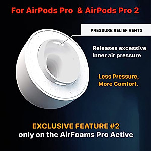 CharJenPro Patented Design Memory Foam Ear Tips for AirPods Pro and AirPods Pro 2 w/Silicone Shield. AirFoams Pro Active 2.0 Lasts 5X Longer. Replacement Tip. As seen on Kickstarter. (S/M/L, White)
