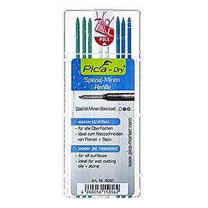 Pica 4040 Dry Deep Hole Marker Set Water Jet Resistant, Refill Waterproof/Permanent/Blue/White/Green
