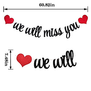 PALASASA We Will Miss You Banner Bunting - for Retirement Party Decorations-Graduation Party Going Away Party Office Work Party Farewell Party Decorations Supplies (Black)