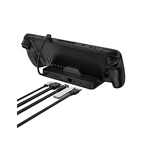 Steam Deck/Steam Deck OLED Dock with SD/TF Reader, NewQ 7-in-1 Dock with HDMI 2.0 4K@60Hz, 2 USB-A 3.0, 1000Mbps Ethernet, PD-in 100W Max, Compatible with USB C Devices