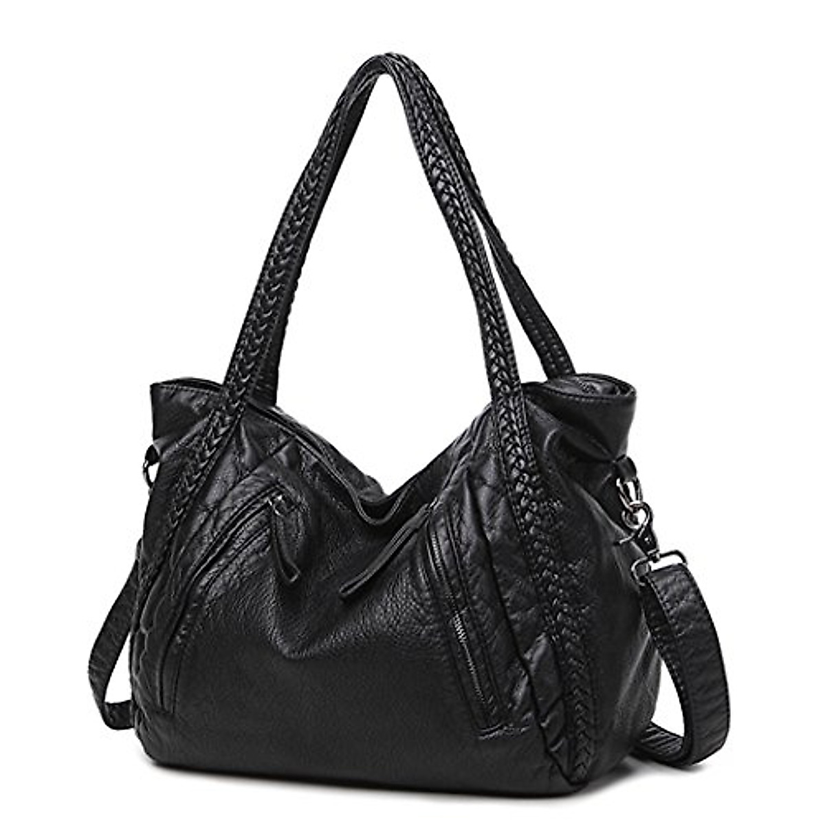 Large Slouchy Tote Bag Purse Soft Leather Hobo Bags for Women Braided Shoulder Bags Ladies Crossbody Bags Oversized Top Handle Handbags (Medium)