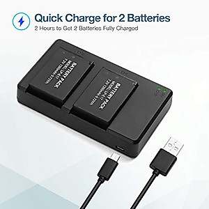 LP-E17 Battery Pack + Dual USB Charger Compatible with E RP, Rebel T7i, T6i, T6s, M6, M5, M3, SL3, SL2, 77D, 8000D, KISS X8i, 800D, 760D, 750D, 200D, DSLR Cameras