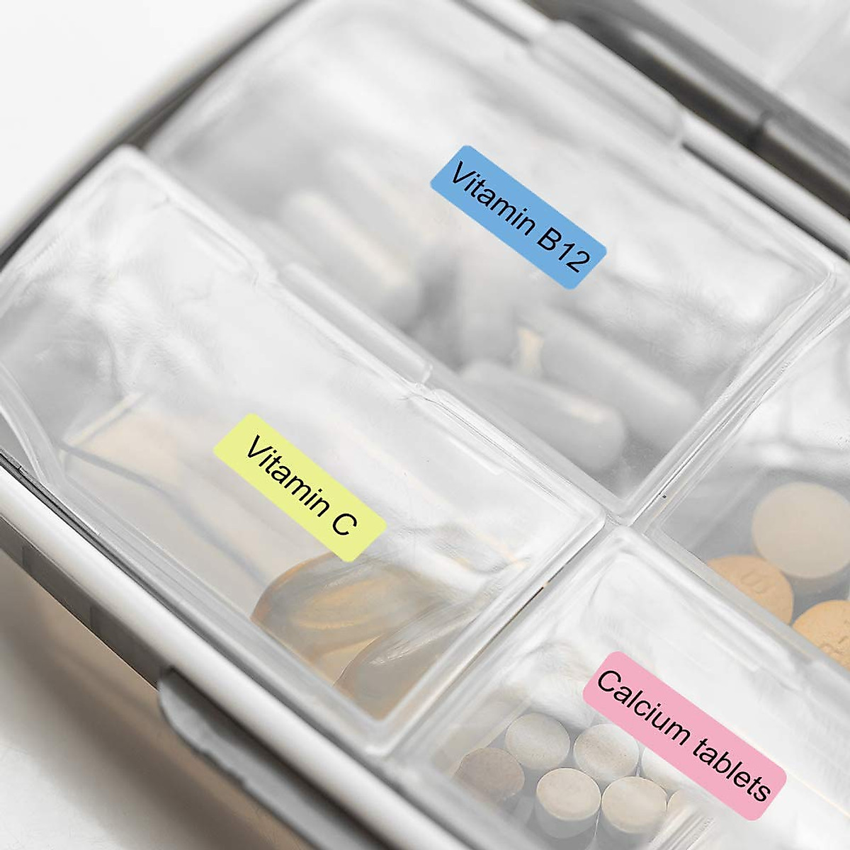 Phomemo D30 Label Maker Machine with 4 Tapes - Black on Pink, Blue, Yellow, White Tape, Mini Bluetooth Label Printer, Portable Smart Phone Handheld Sticker Mini Labeler Inkless Rechargeable, BPA-Free