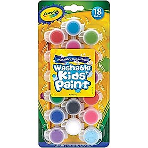 Crayola Washable Kids Paint Set & Paintbrush, Painting Supplies, 18 Count