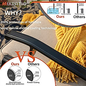 MIXPATIO Patio Furniture Set for 7 Person, 6 Pieces Outdoor Conversation Set, 3-Seat Sofa, 2 Single Chairs, 2 Ottoman, Metal Coffee Table with Marbling for Patio Lawn Garden Backyard Poolside