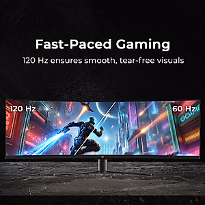 Deco Gear 49" Curved Ultrawide 5K Gaming Monitor, 32:9, 120 Hz, 101% NTSC 100% sRGB, Adjustable, Home Office and Entertainment Workstation