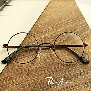 Pro Acme Non Prescription Clear Lens Glasses Retro Small Round Metal Frame (Bronze)