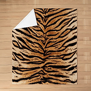 Wild Animal Theme Throw Blanket All Season for Boys Adults Cool Safari Tiger Skin Print Flannel Blanket Lightweight Warm Throw Modern Luxury Fleece Blanket Bedroom Decor Throw