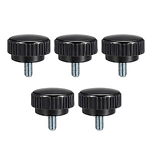uxcell M8 x 15mm Metric Male Thread Knurled Clamping Knobs Grip Thumb Screw on Type Hand Clamping Handle Bolt with Plastic Knobs Black 5 Pcs