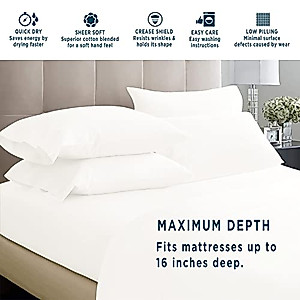 POLO World Network 6 Piece Sheet Set, Microfiber, White, Queen Sheet Set