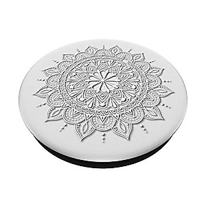 White Henna Mandala Floral Lace Phone Popper PopSockets Swappable PopGrip