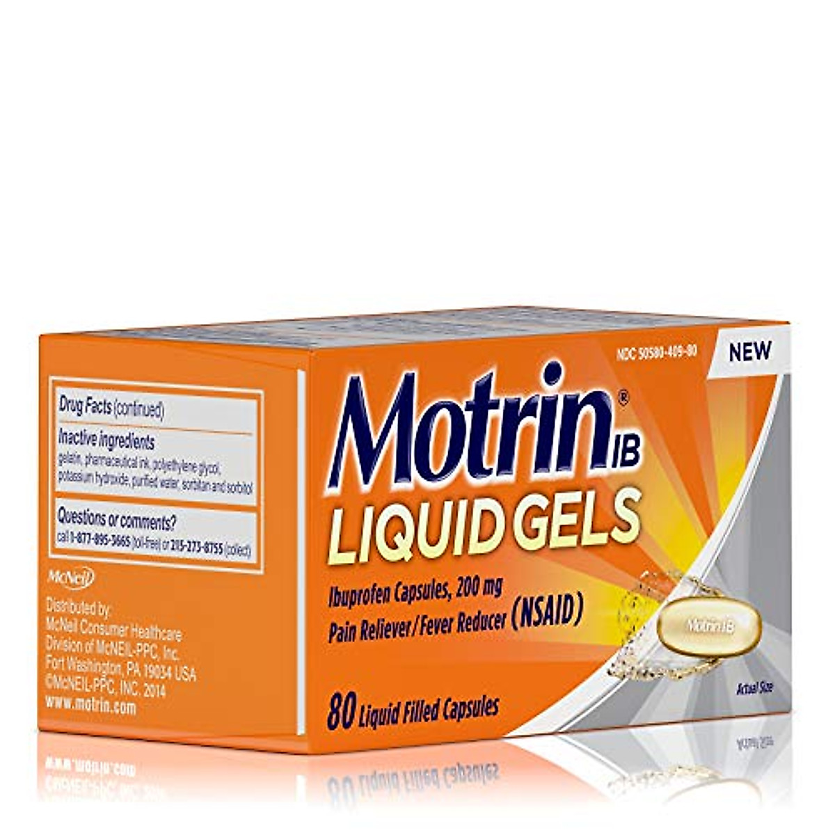 Motrin Liquid-Gels 200mg Ibuprofen, 80 Count Per Bottle
