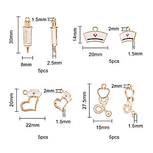 DanLingJewelry 20 Pcs Medical Nurse Charms Echometer Stethoscope Syringe Nurse Cap Pendant Charms for Jewelry Making