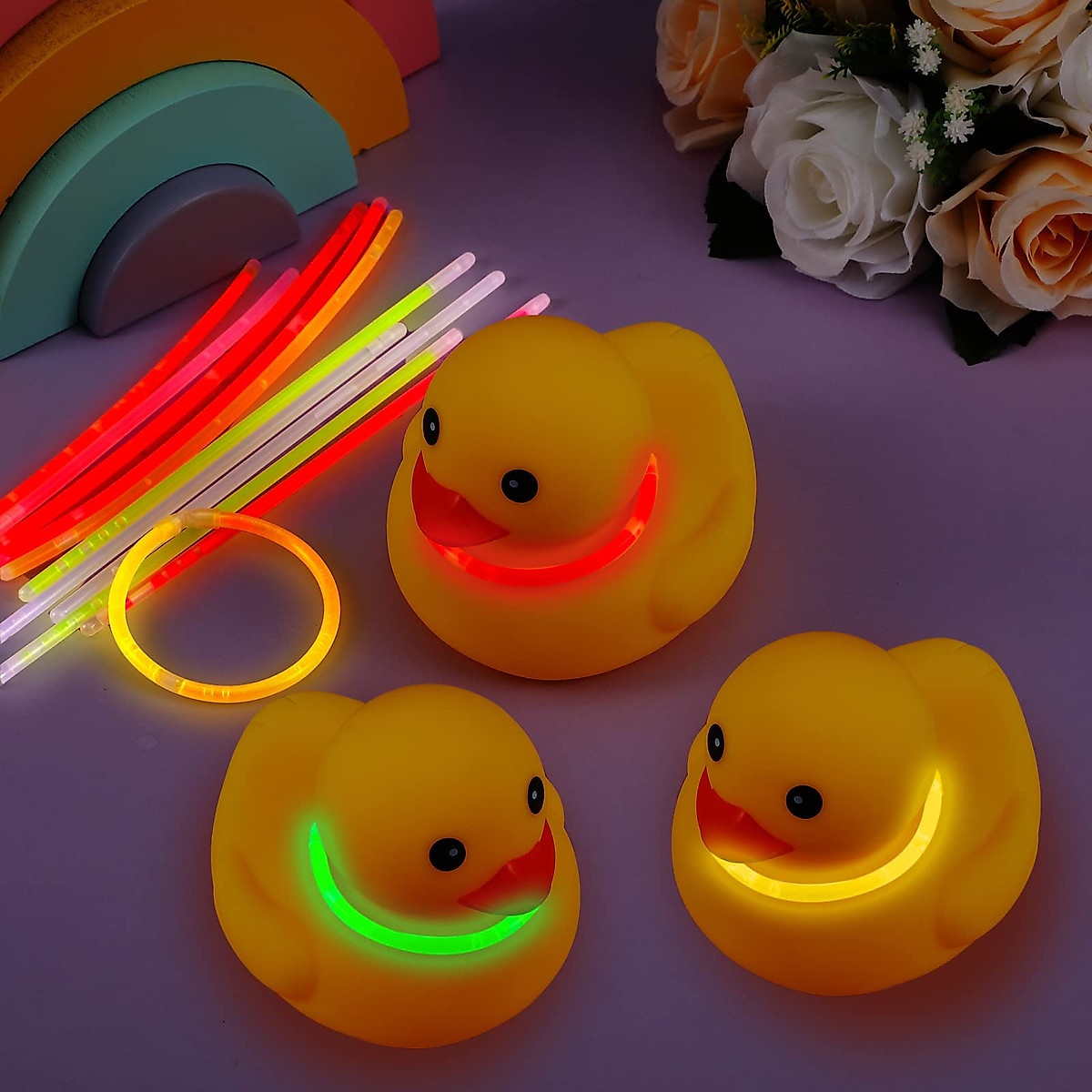 Deekin 10 Pcs 5 Inches Large Yellow Rubber Ducks Bulk Large Duck Bath Toy Squeak Rubber Duckie Bathtub Floating Bath Duck for Birthday Party Decoration Gift Swimming Pool (Bright)