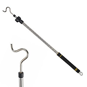 Greeily Clothes Hanger Reaching Hook Telescopic Adjustment it is Light and can Extend from 37" to 65" with 4.7 "Hook and Sponge Handle.Multifunctional Hook Rod for Hanging Lights, Clothing.