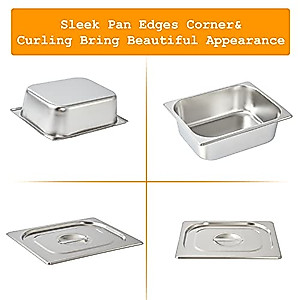 ERFEI Hotel Pans 1/2 Half Size Steam Table Pan 4-Pack Set for Commercial Restaurant Stainless Steel Food Pans Buffet Party Supplies